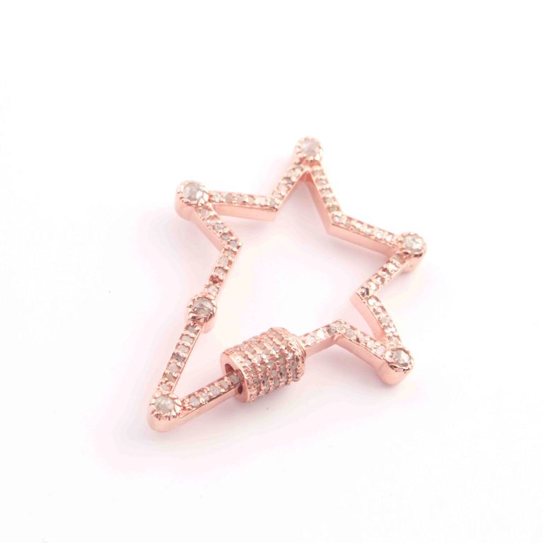 Pave Diamond Designer Carabiner-Diamond Lock with Screw On Mechanism ...